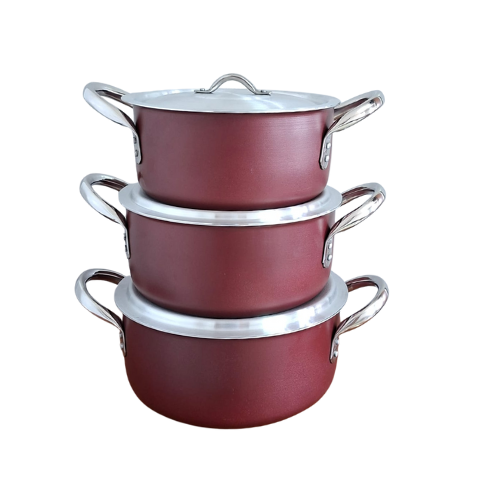 Non stick Casserole with ss handle set of 3 sizes 24,26 & 28 ...
